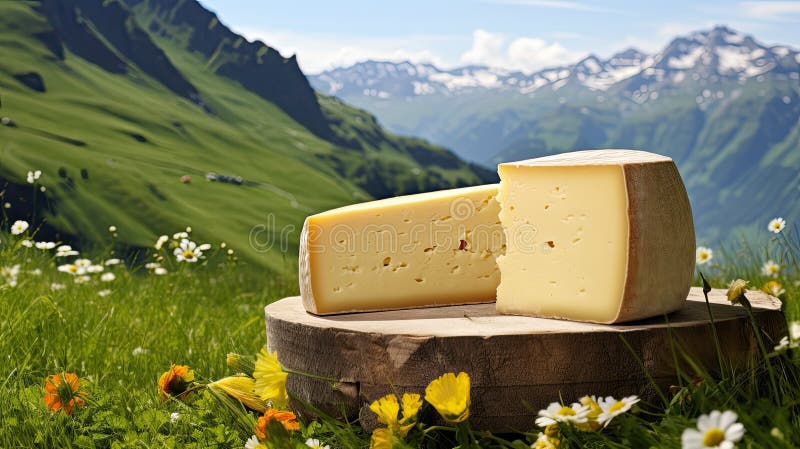 Farm Cheese, Alpine Background Stock Image - Image of landscape ...