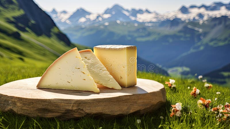 Farm Cheese, Alpine Background Stock Illustration - Illustration of ...