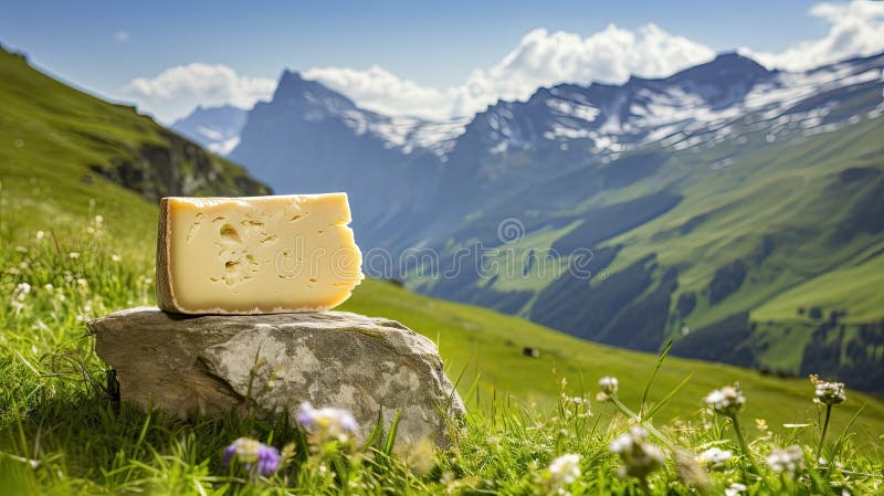Farm Cheese, Alpine Background Stock Photo - Image of meal, grass ...