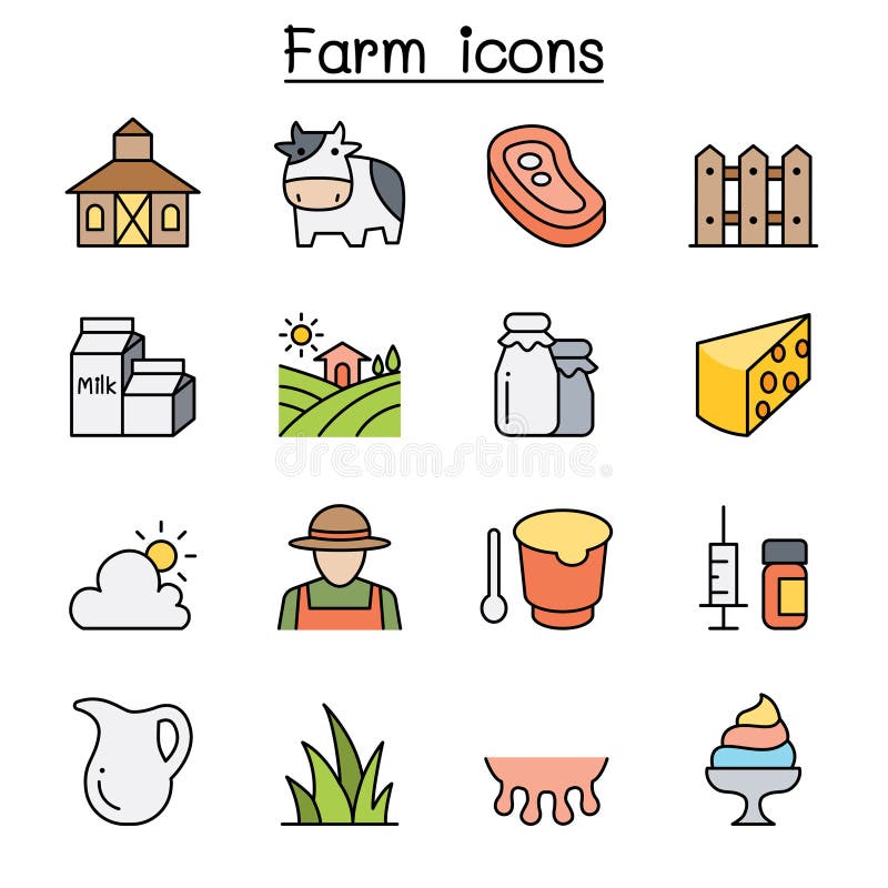 Farm Color Line Icon Set Vector Illustration Graphic Design Stock ...
