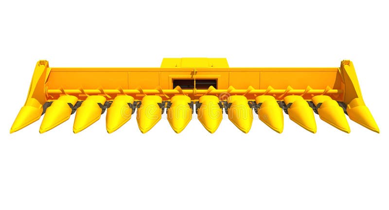 Farm Combine Harvester Threshing Header 3D Rendering on White ...