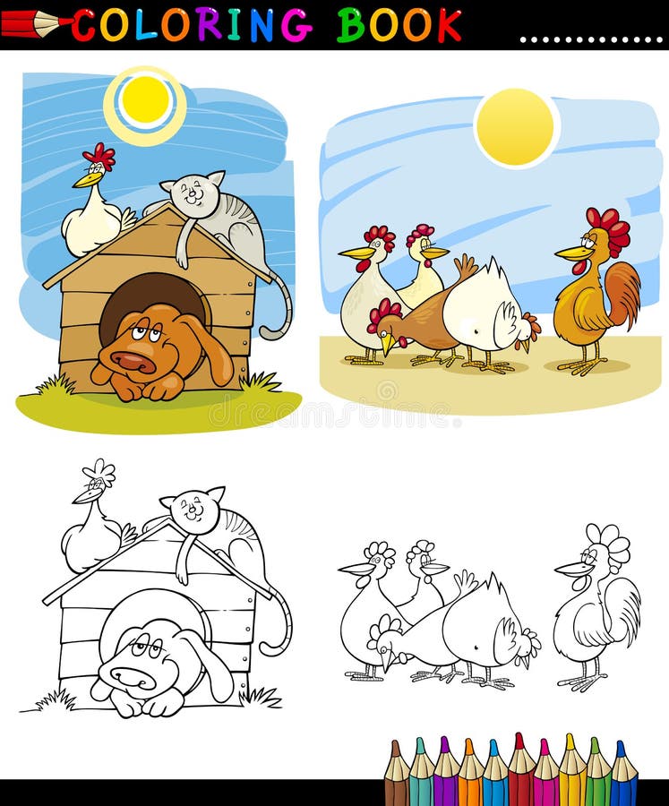 Farm and Companion Animals for Coloring Stock Vector - Illustration of ...