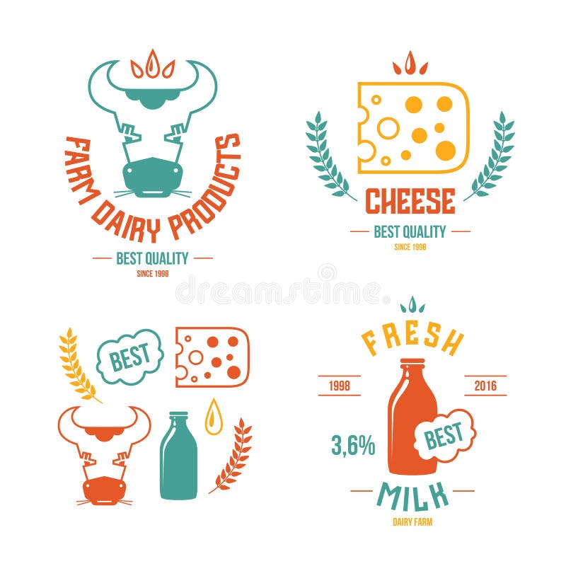 Farm Dairy Products Emblems Icons Stock Illustrations – 10 Farm Dairy ...