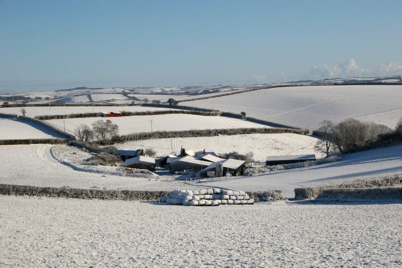 Farm in Devon stock image. Image of devon, snow, field - 21165917