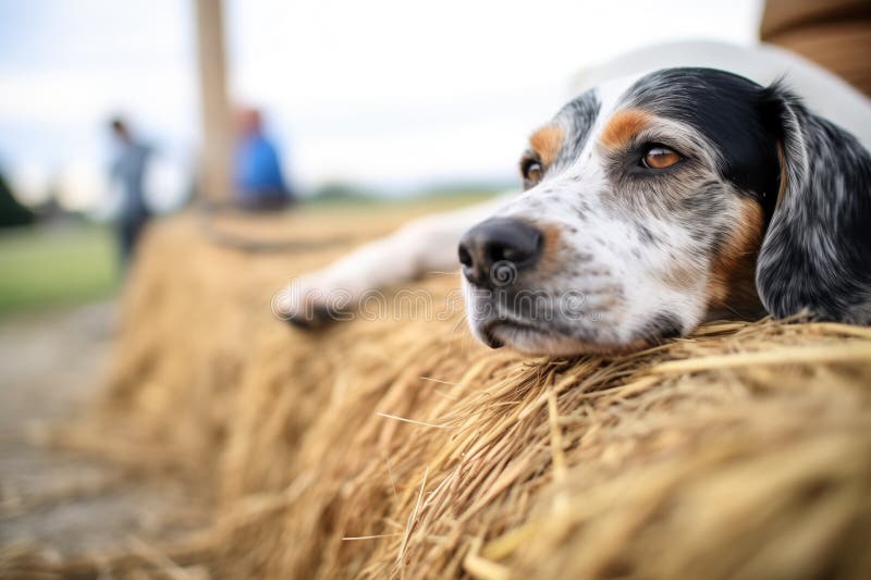 Farm Dog Resting by a Hay Stack Stock Illustration - Illustration of ...