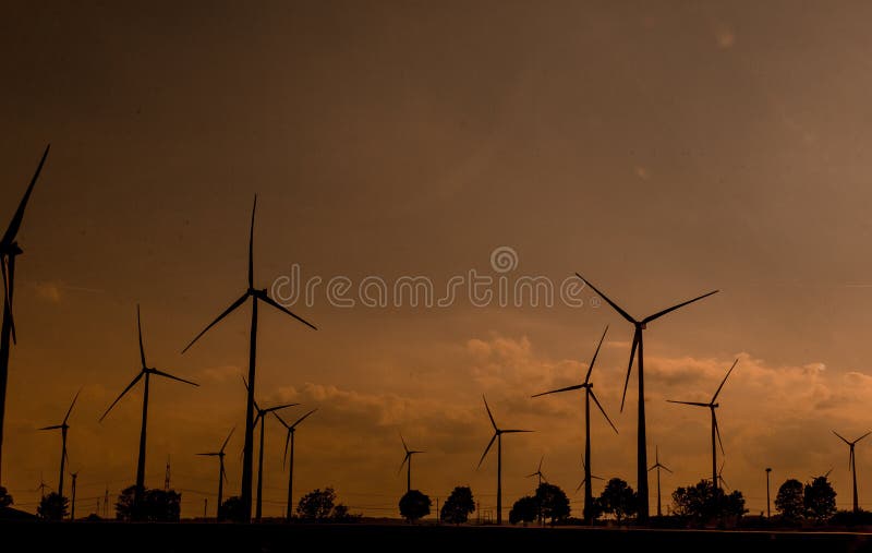 Farm Electric Windmills Energy Field Night Sunset Stock Photo - Image ... Farm Electric Windmills Energy Field Night Sunset Stock Photo - Image ...