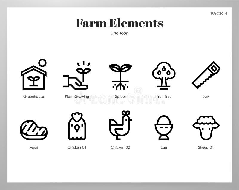 Farm elements Line pack stock vector. Illustration of breakfast - 155686082