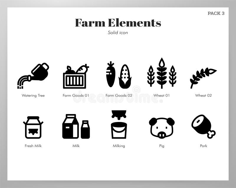 Farm elements Solid pack stock vector. Illustration of goods - 155685779