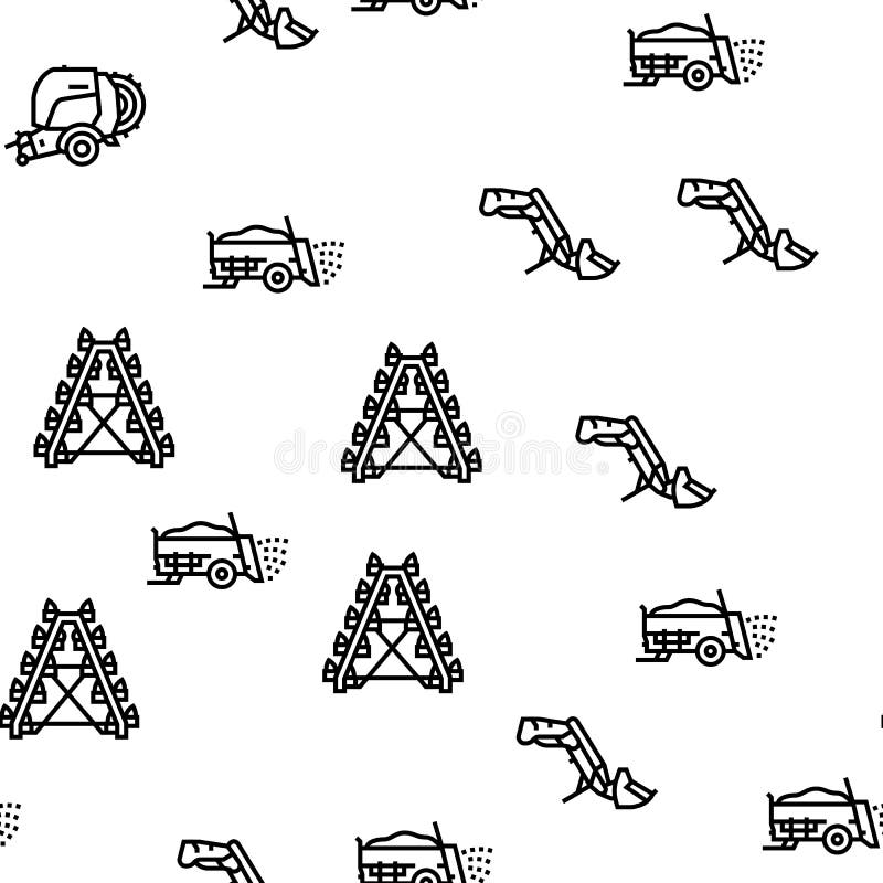 Farm Equipment and Transport Vector Seamless Pattern Stock Vector ...