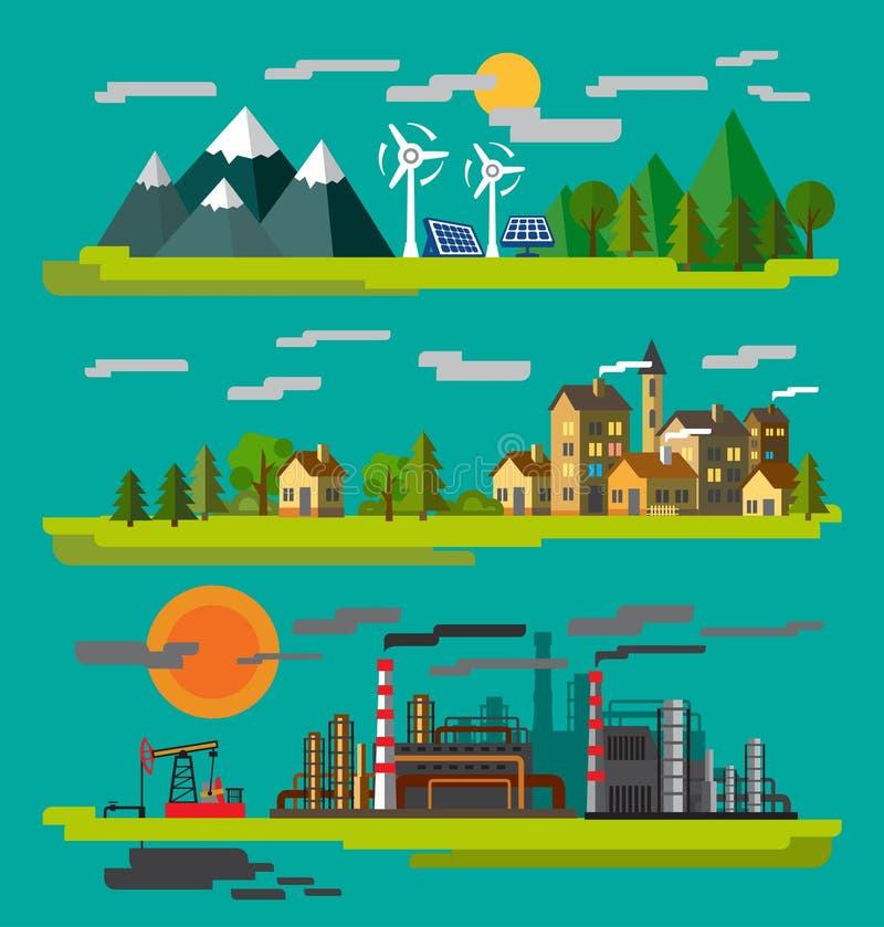 Farm and factory stock vector. Illustration of flat, plant - 47474480