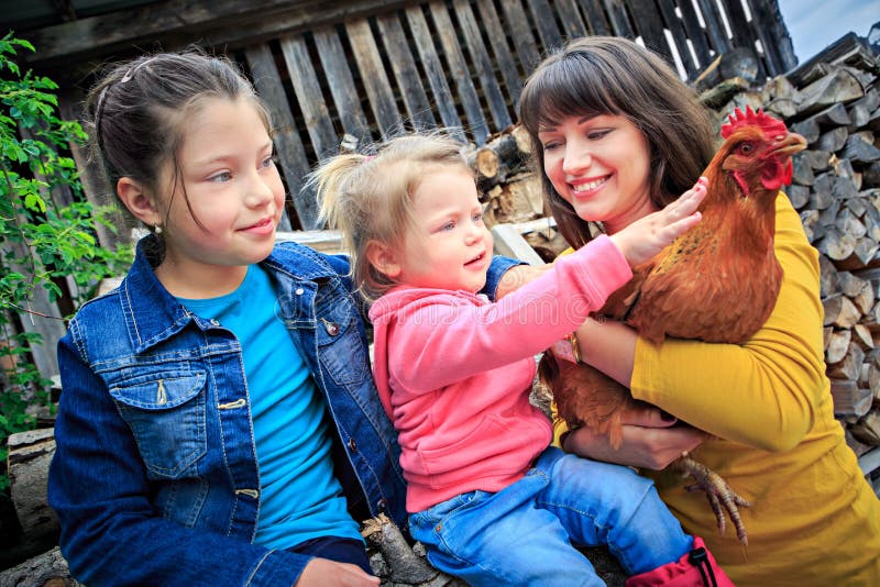 Farm family stock image. Image of childhood, animals - 57181375