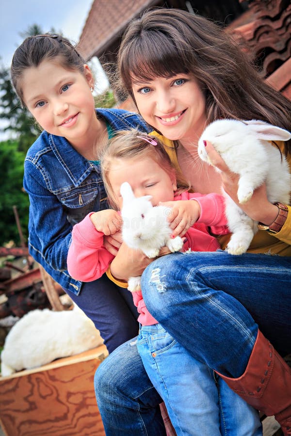 Farm family stock image. Image of girl, pets, nature - 57180233