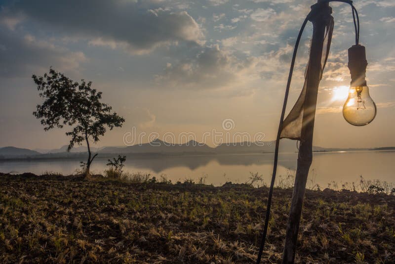 Farm field by lake stock photo. Image of hill, lake - 243660586