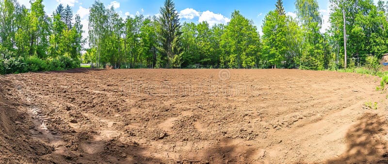 Farm Field Lines of Arable Land and Rapeflower Field Vista Stock Image ...