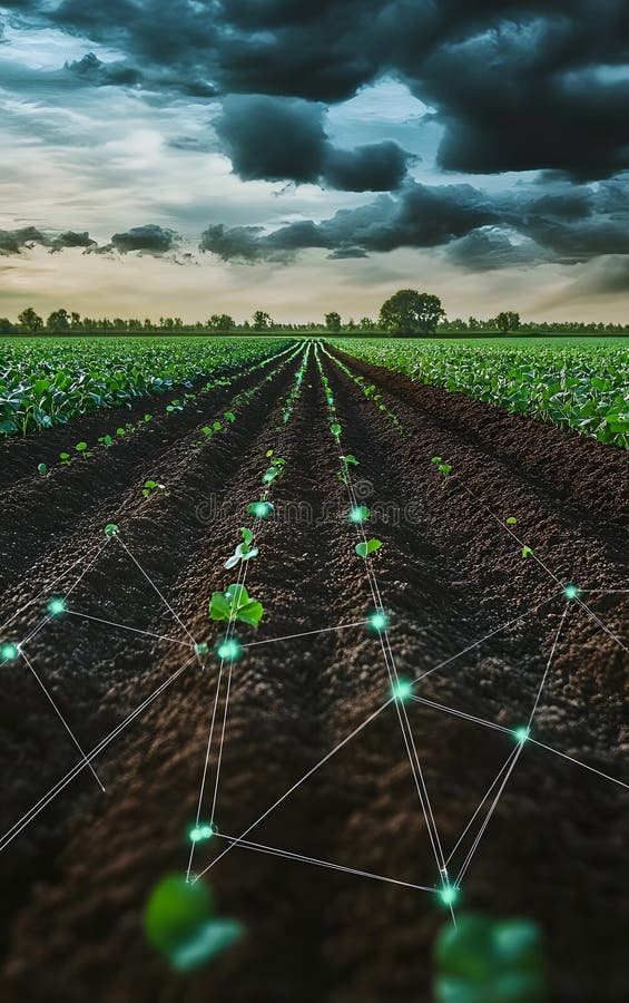 Farm Field with a Network of Digital Sensors Embedded in the Soil ...