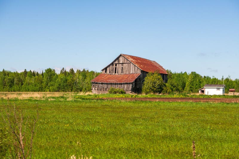 Farm in Field in Summer Sun at Noon Day Stock Photo - Image of noon ...
