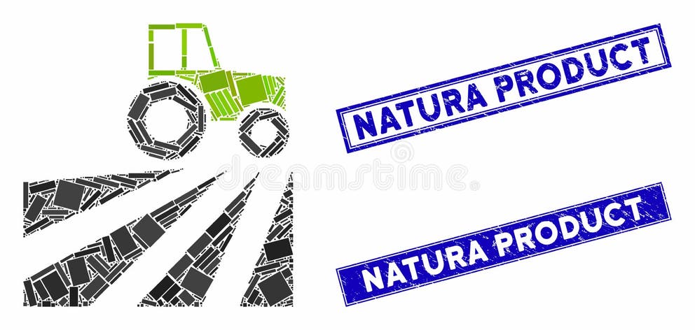 Farm Field with Tractor Mosaic and Distress Rectangle Watermarks Stock ...