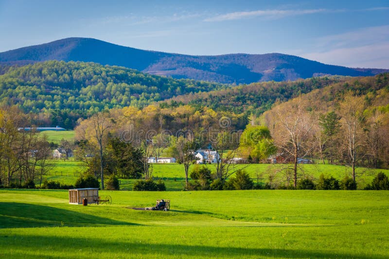 Farm Fields and Spring Color in the Blue Ridge Mountains, in the Stock ...