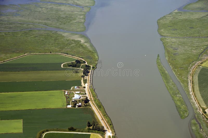Farm and Fields by the Swamp River Stock Image - Image of river, nature ...