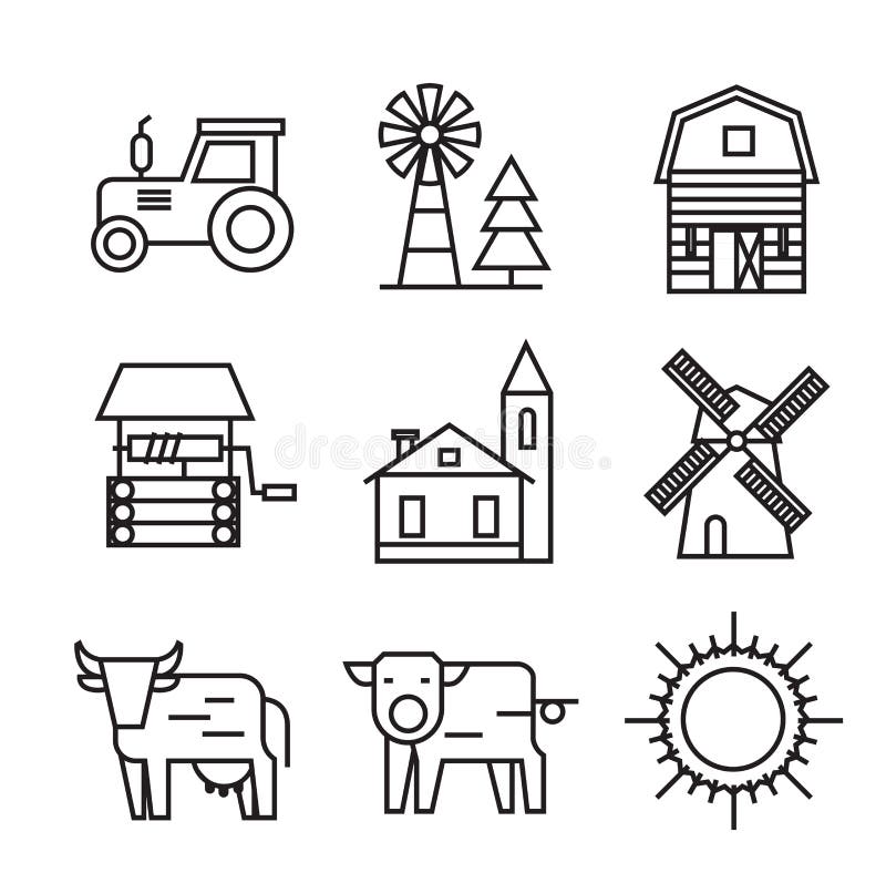 Flat farm icons stock vector. Illustration of barn, farmland - 66573794