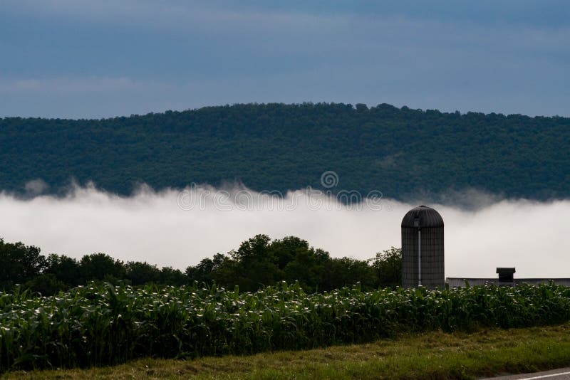 Thick Fog Settles in the Valley Behind this Farm Stock Image - Image of ...