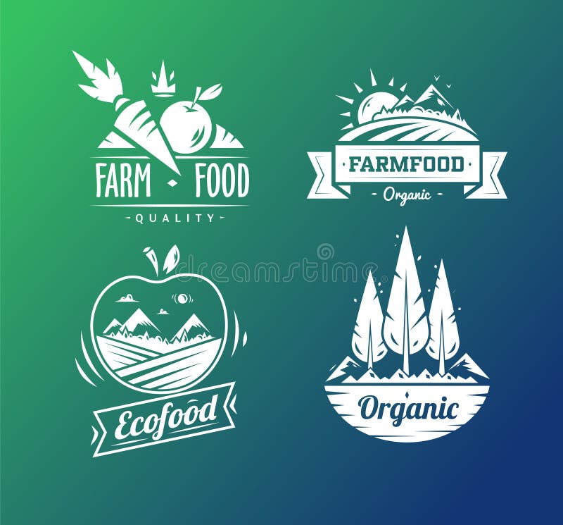 Farm Food Typography Design on White Background Stock Vector ...