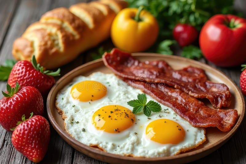 Farm Fresh Breakfast Feast stock illustration. Illustration of juice ...