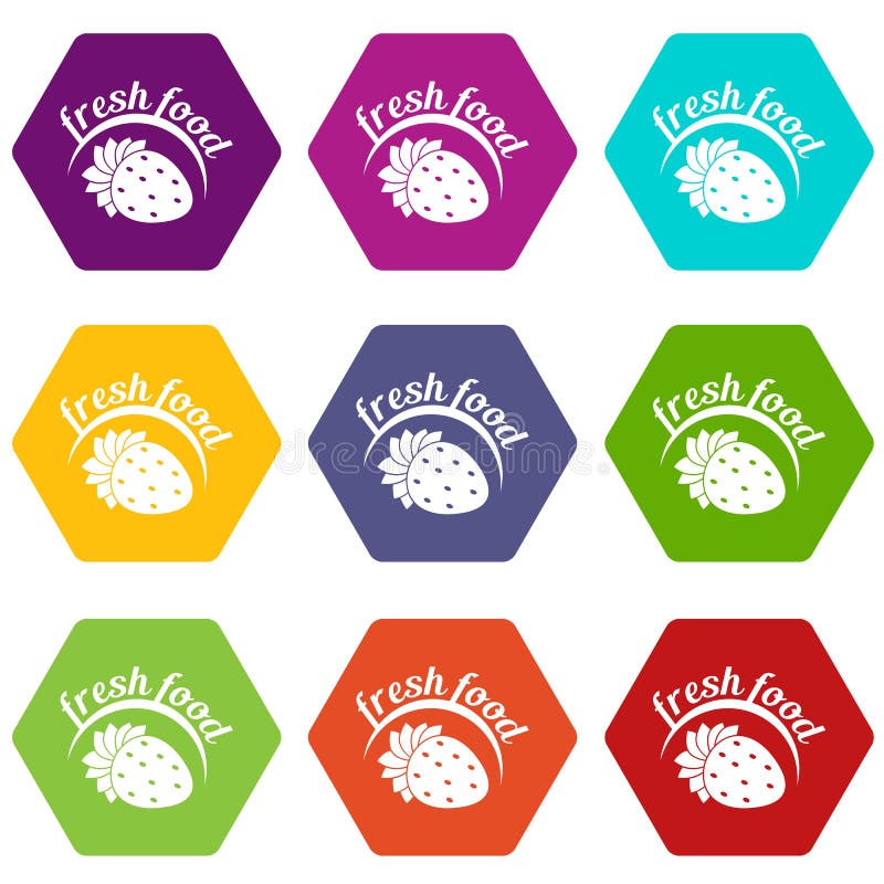 Farm Fresh Food Icons Set 9 Vector Stock Vector - Illustration of ...