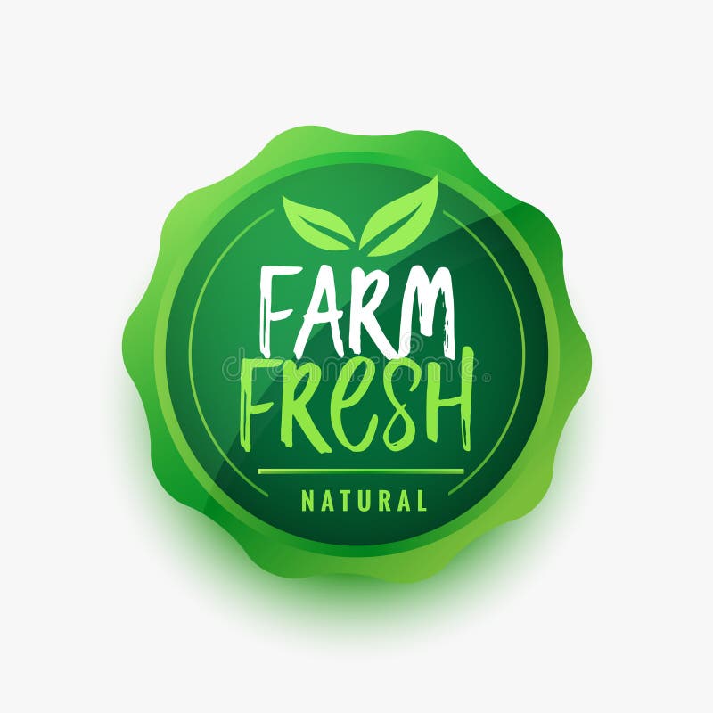 Farm Fresh Green Leafy Food Label Design Stock Vector - Illustration of ...