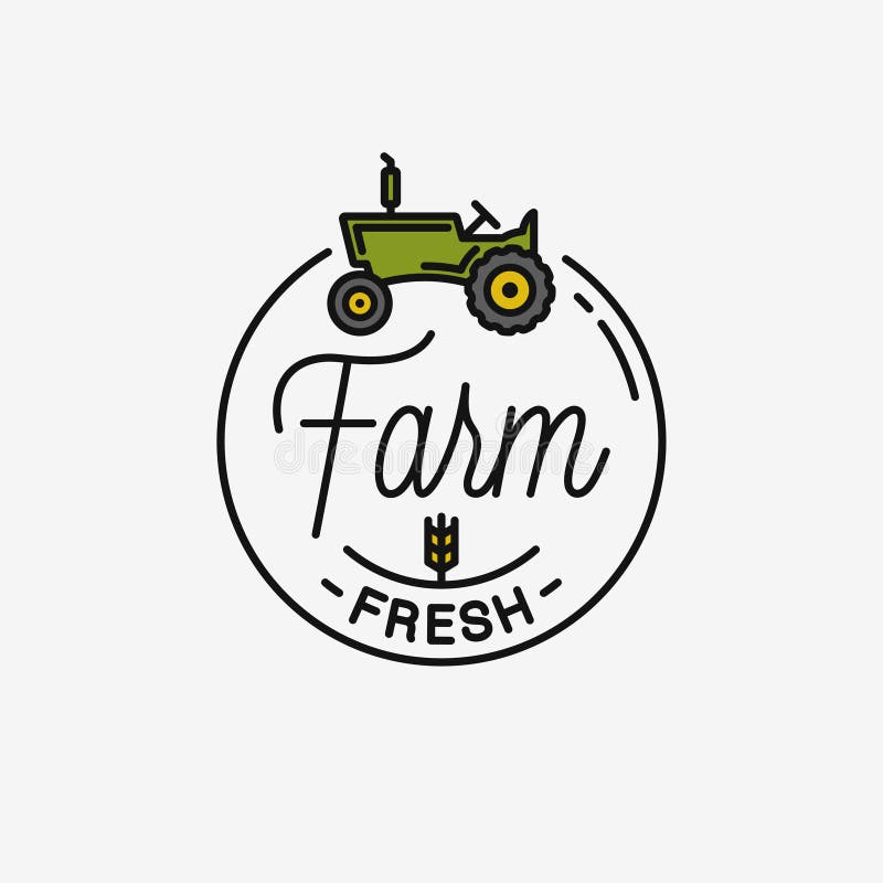 Farm Product Logo. Fresh Farming Food Produce Icon Set Background Stock ...