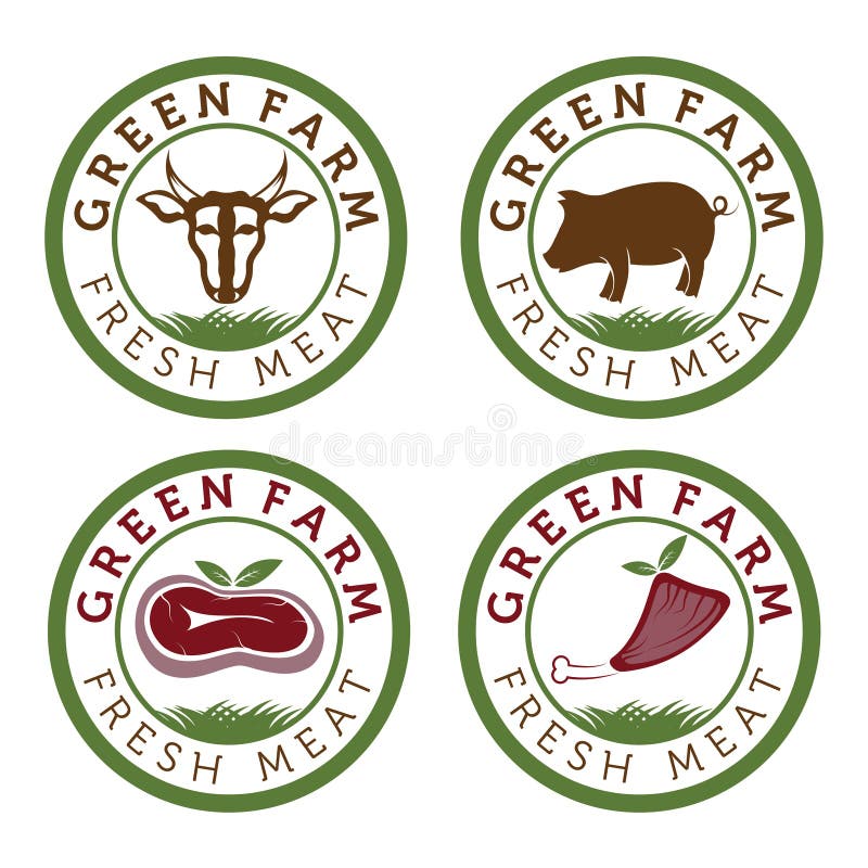 Farm and Fresh Meat Vintage Labels Stock Vector - Illustration of ...