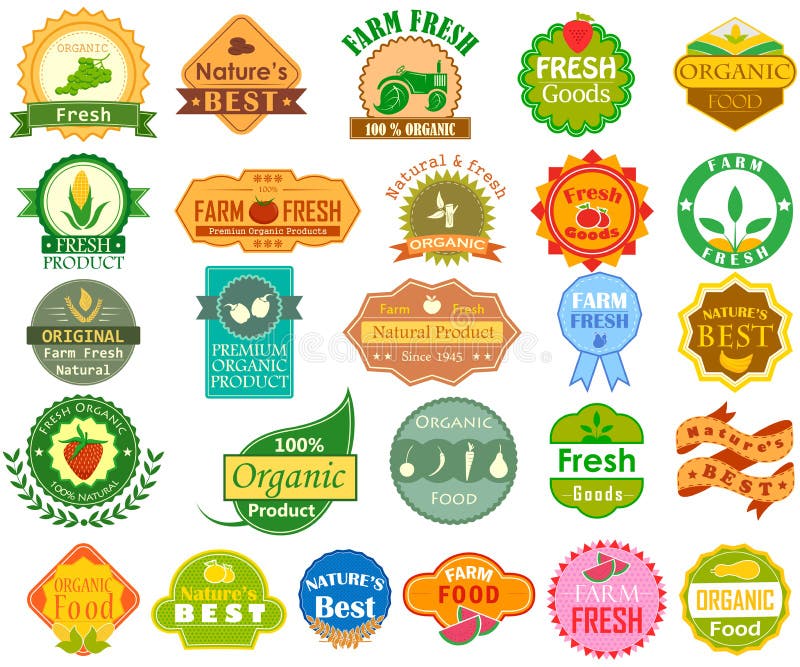 Farm Fresh Organic Label Tag Sticker for Advertisement Stock Vector ...