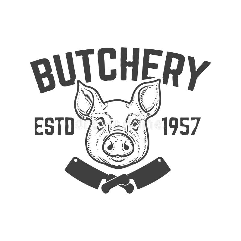 Farm Fresh Pork Meat. Label Template with Pig Meat Stock Vector ...