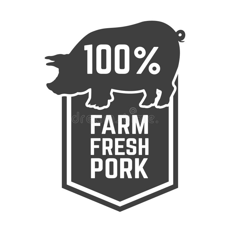 Farm Fresh Pork Meat. Label Template with Pig Meat Stock Vector ...