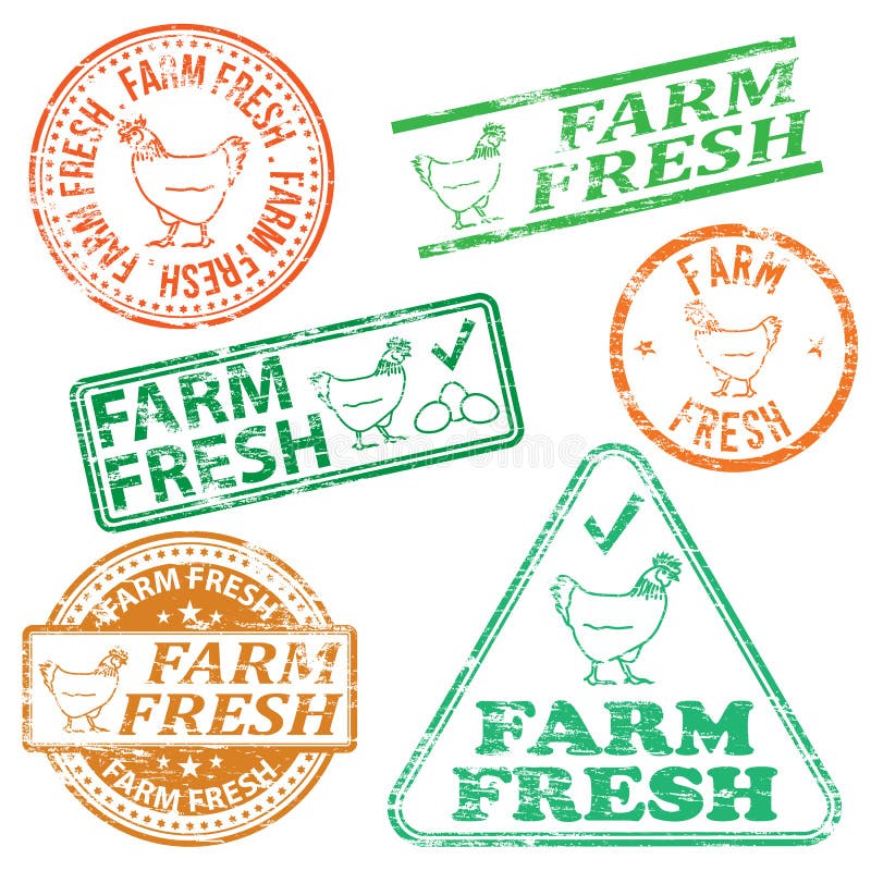 Farm Fresh Stamps stock vector. Illustration of rubber - 41442322