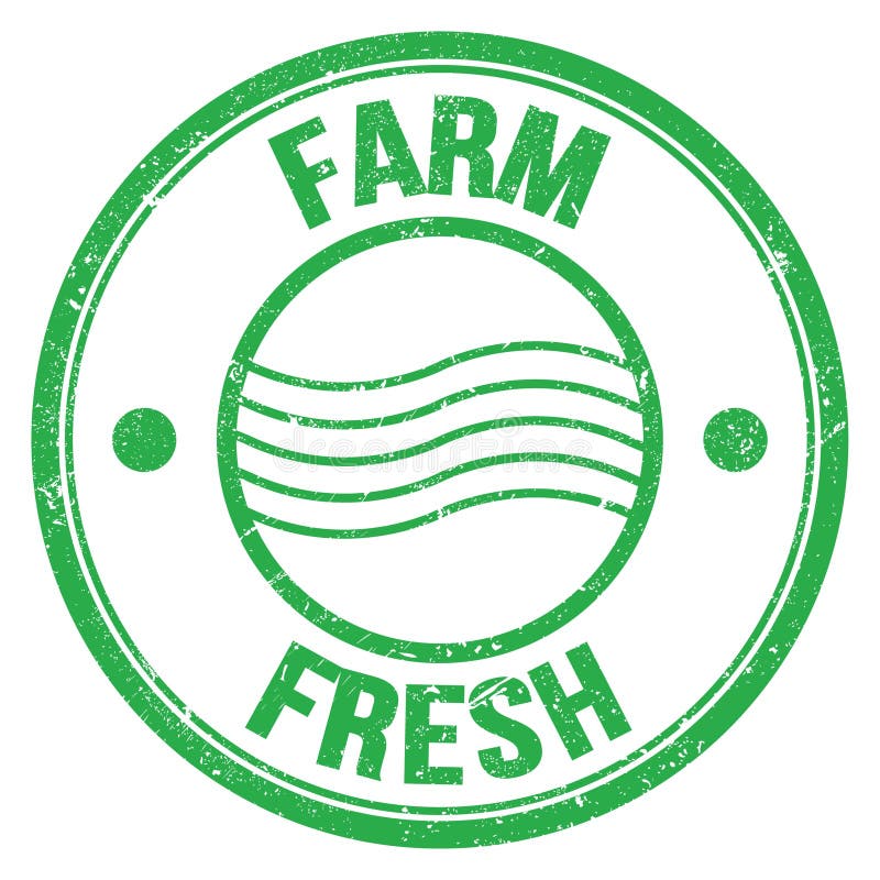 FARM FRESH Text on Green Round Postal Stamp Sign Stock Illustration ...