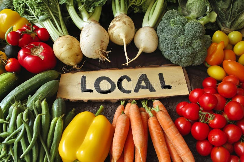 Farm Fresh Typography: LOCAL in Harvest. Stock Illustration ...