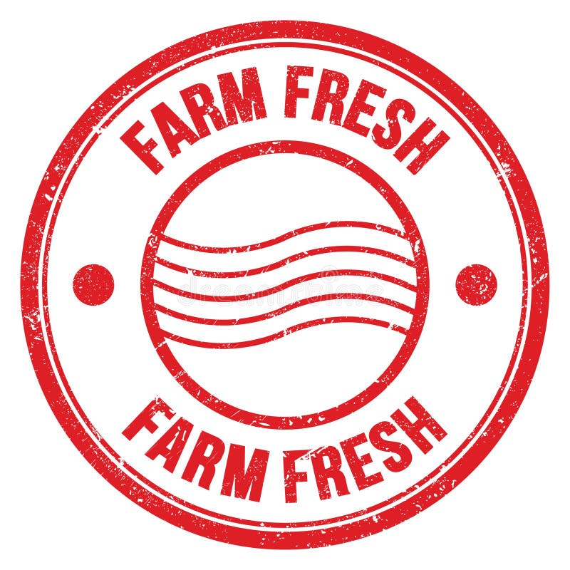 FARM FRESH Text Written on Red Round Postal Stamp Sign Stock ...