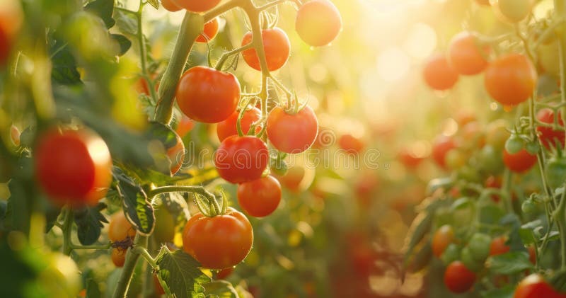 A Farm Full of Tomato Plants Growing in Sunlight Stock Image - Image of ...