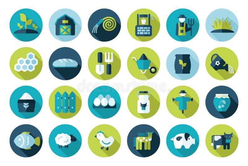 Farming Icons Set. Vector Illustration Stock Vector - Illustration of ...