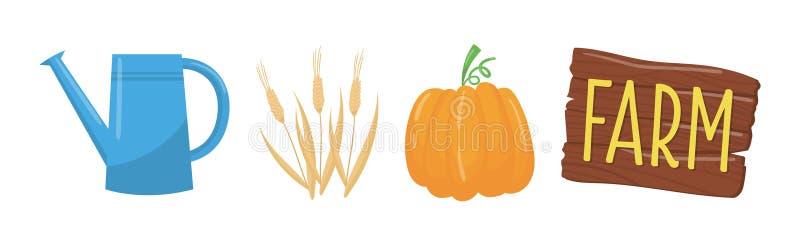 Farm and Garden Items and Object Vector Set Stock Vector - Illustration ...