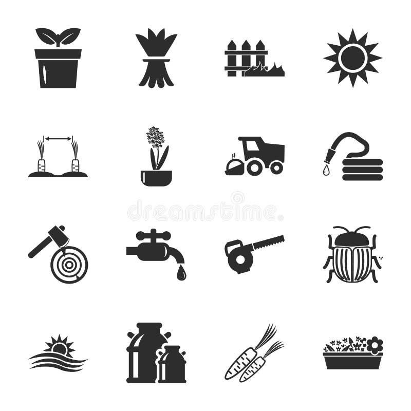 Farm, Gardening 16 Icons Universal Set for Web and Mobile Stock Vector ...
