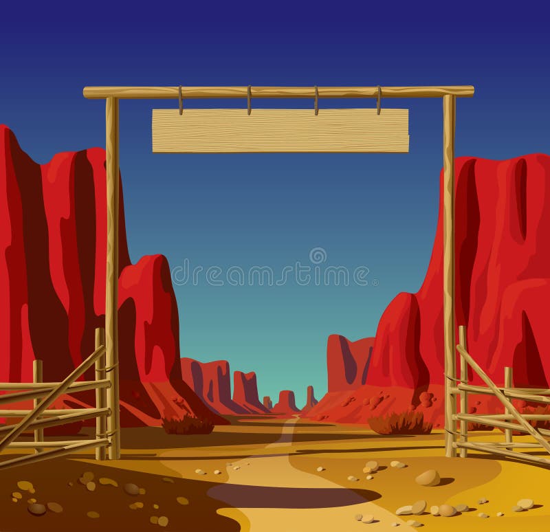 Farm gate in the Wild West stock vector. Illustration of plank - 13331255