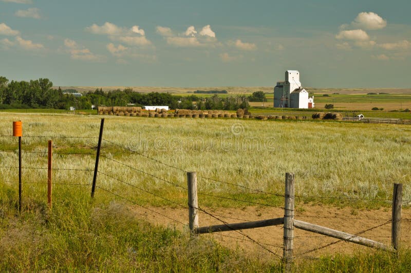 Farm with Grain Elevator stock image. Image of barbed - 16899683