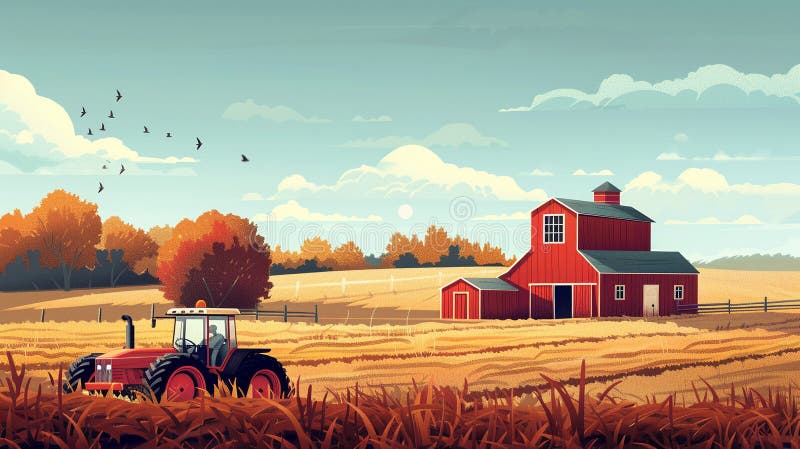 Farm Harvest Flat Design Side View Vintage Theme Animation ...