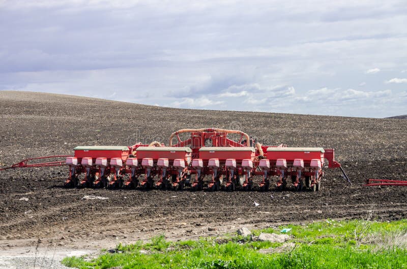 Farm Harvester in the Field Sowing Seeds Stock Image - Image of farm ...