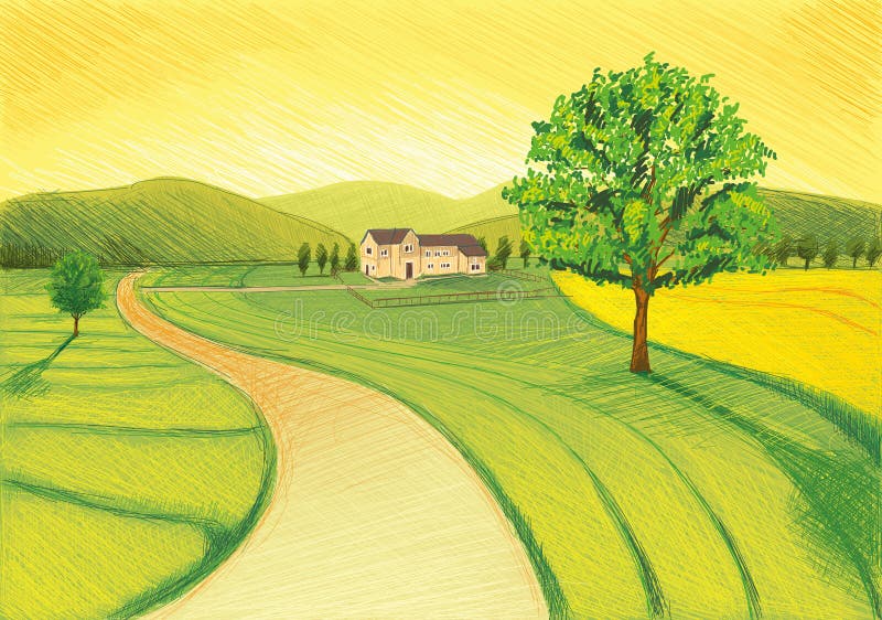 Farm Digital Drawing Landscape Agriculture Stock Illustrations – 484 ...