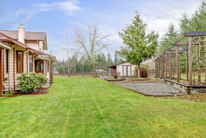 Farm house backyard stock photo. Image of grid, outside - 38407244