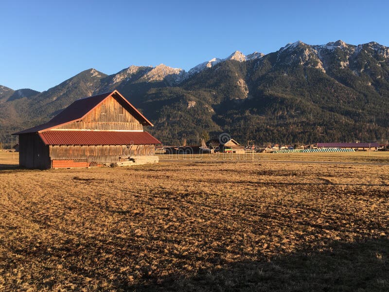 Farm House in the Bavarian Alps in the Evening Sun Stock Photo - Image ...