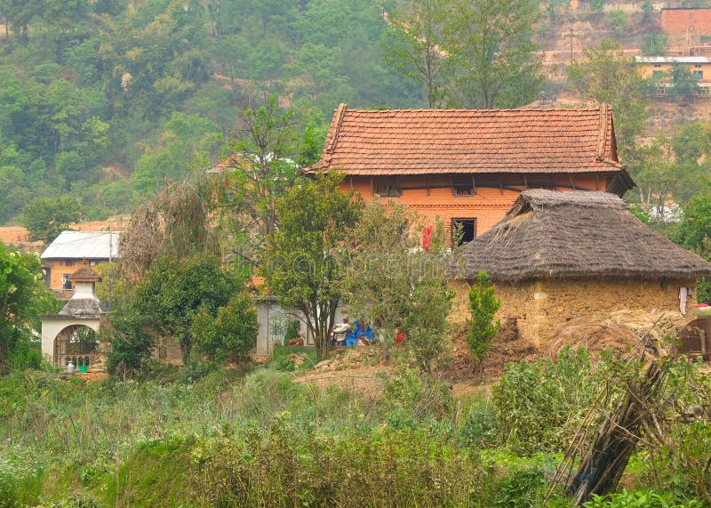 Farm house, central Nepal stock image. Image of pokhara - 30968433